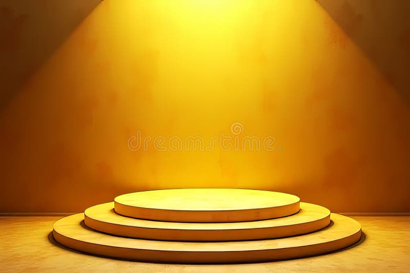 Elegant Empty Gold Stage Podium on a Vibrant Yellow Background Perfect ...