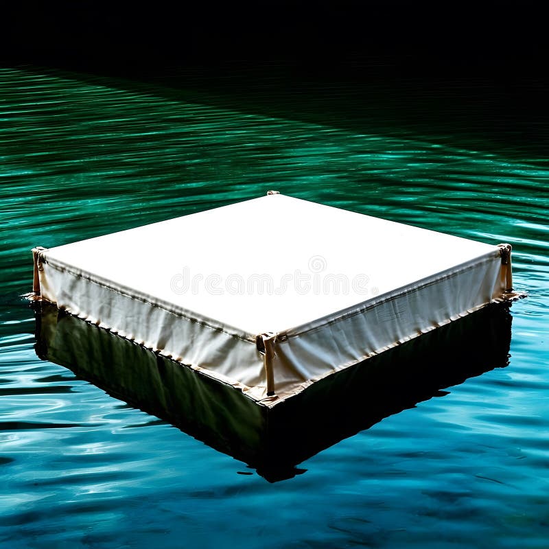 Ethereal Fabric Square Podium on Reflective Water Surface Stock ...