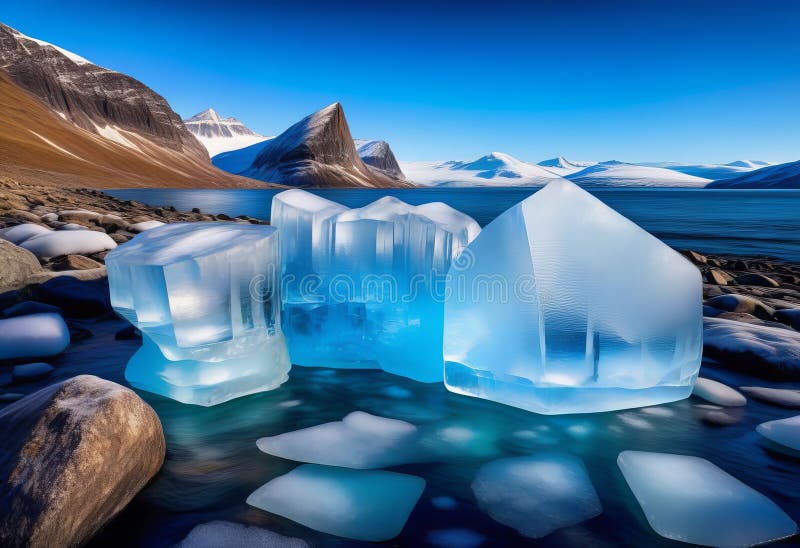A Stunning Encounter of Ice and Stone Stock Illustration - Illustration ...