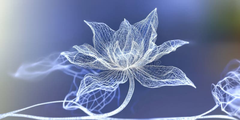 Ethereal Wireframe Lotus Flower Design on a Soft Gradient Background ...