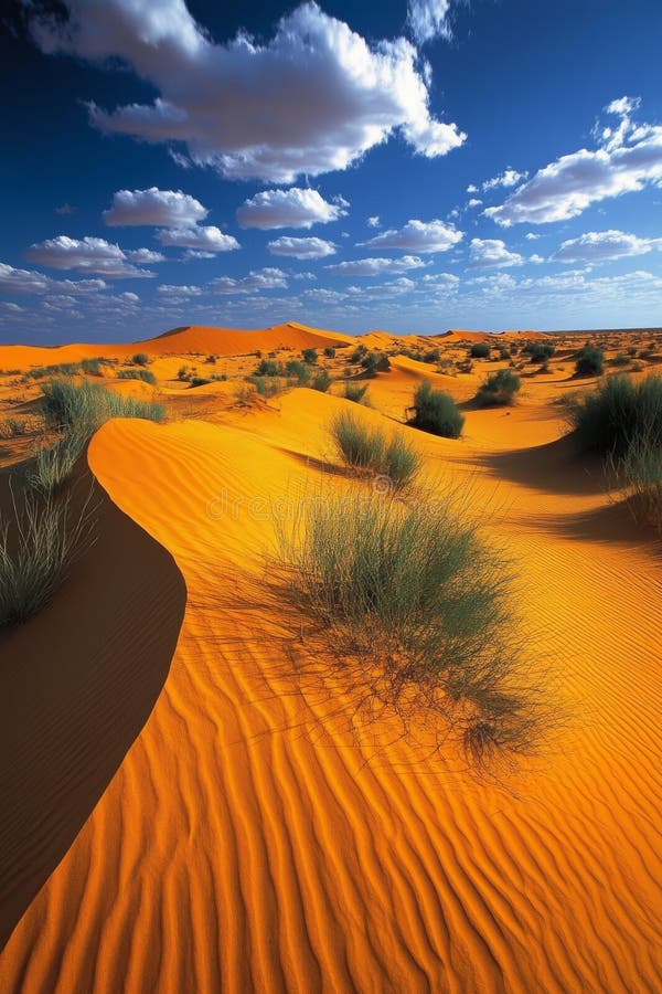 A Stunning Expanse of the Sahara Desert Features Rolling Sand Dunes ...