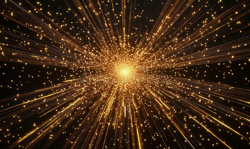Bright Explosion Golden Light Radiating Central Point Stock Photos ...