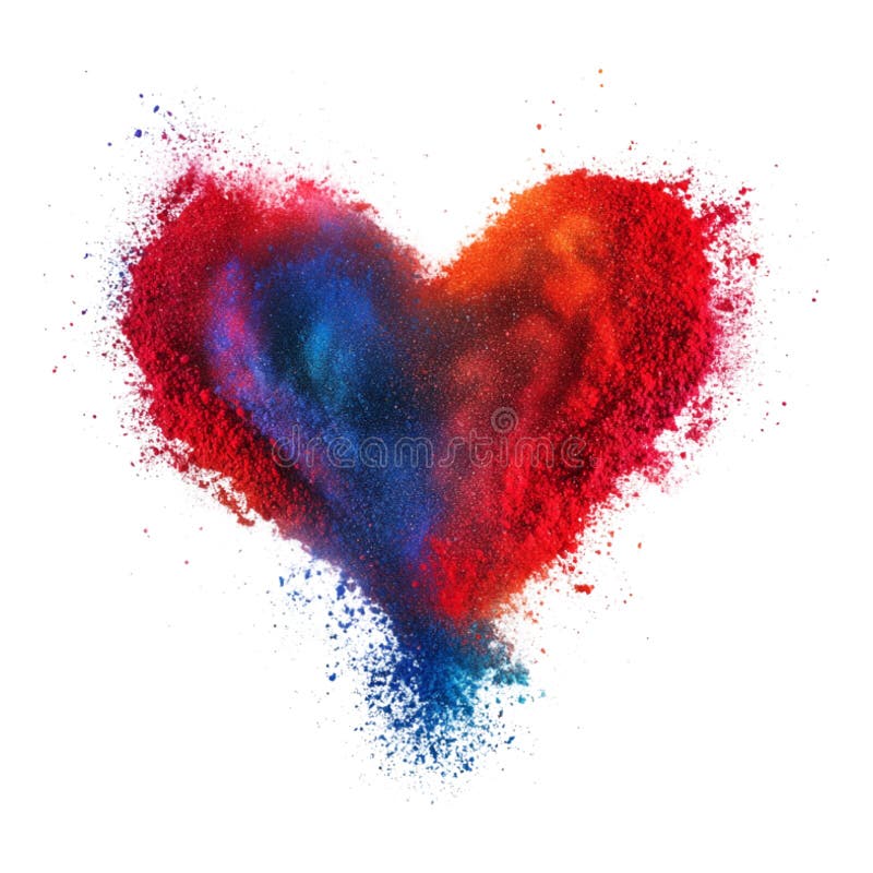 A Stunning Explosion of Vibrant Colors in a Heart Shape Isolated on a ...