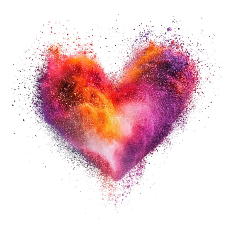 A Stunning Explosion of Vibrant Colors in a Heart Shape Isolated on a ...