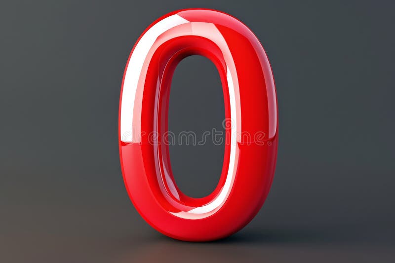 A Stunning and Eyecatching 3D Red Glossy Number Zero Sculpture that ...