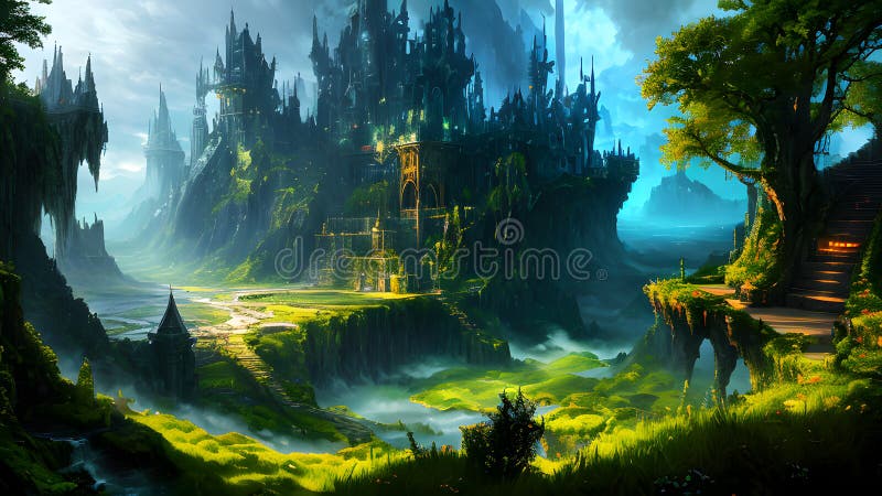 Fantasy 3D Art Environment by Swarms Sky Clouds Over Mystical ...