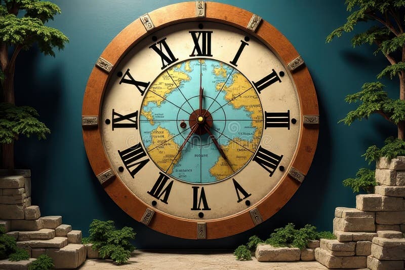 Stunning Fantasy Map-Inspired Wall Clock Stock Illustration ...