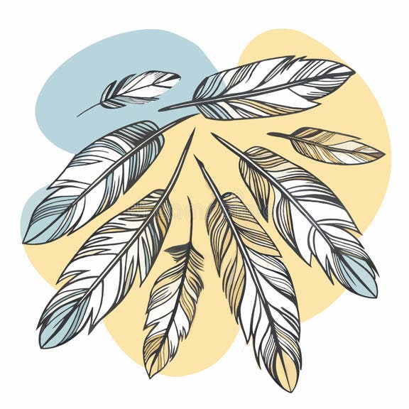 Stunning Feather Illustration with Bold Patterns and Warm Tones Stock ...