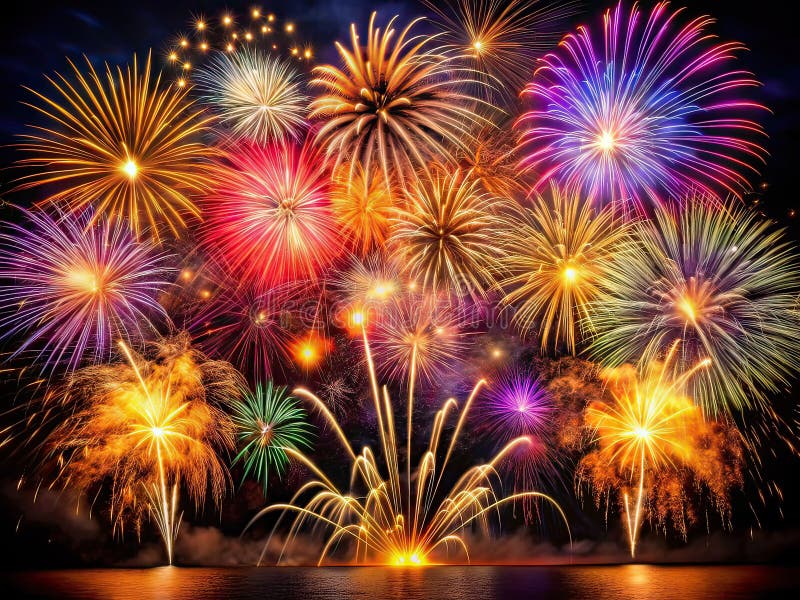 Stunning Fireworks Banner Design on a Black Background High Depth of ...