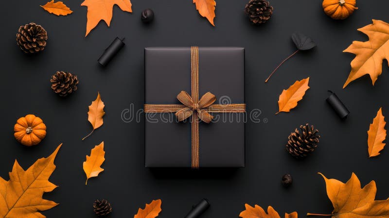 Thanksgiving Table Setup with Gift Box, Decorative Pumpkins and Autumn ...