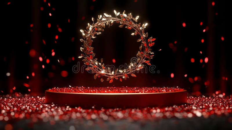 A Stunning Floating Wreath Illuminated by Sparkling Lights on a Vibrant ...