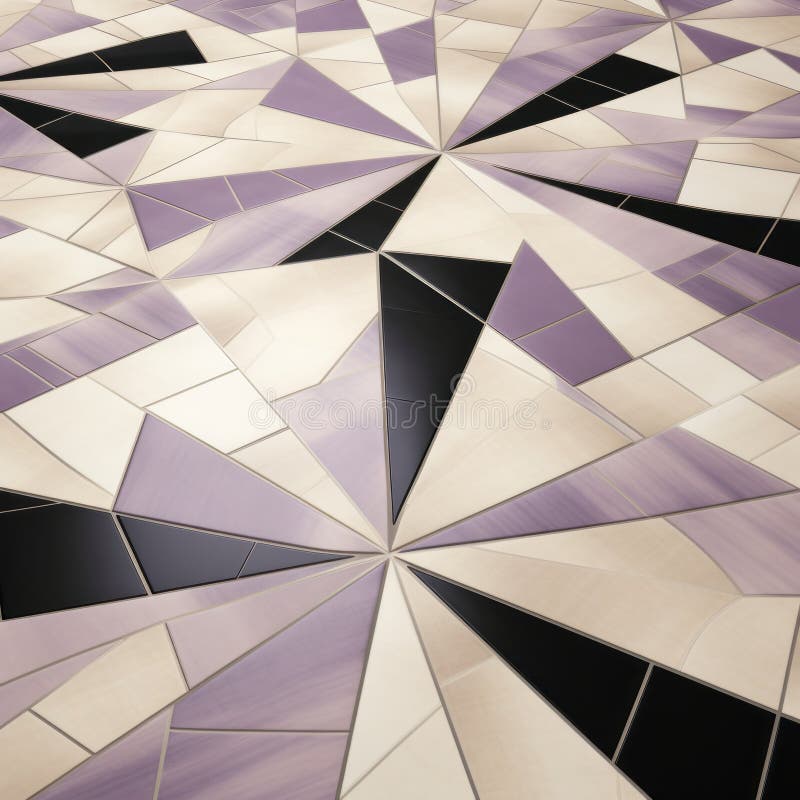 Playful Geometric Tiles in Purple and Black with Photorealistic Detail ...