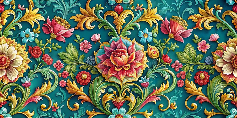 Stunning Floral Scroll Pattern a Panoramic Botanical Design Perfect for ...