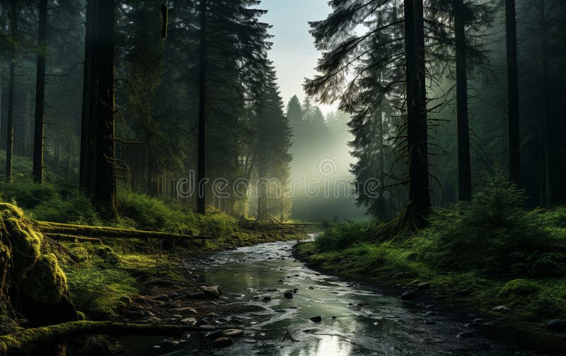 Stunning Forest Landscapes in Captivating Shots, Generative AI Stock ...