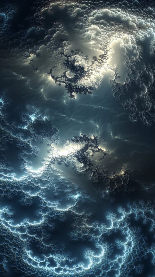 Stunning Fractal Ocean Surface with Expanding Radiant Light and Cloud ...