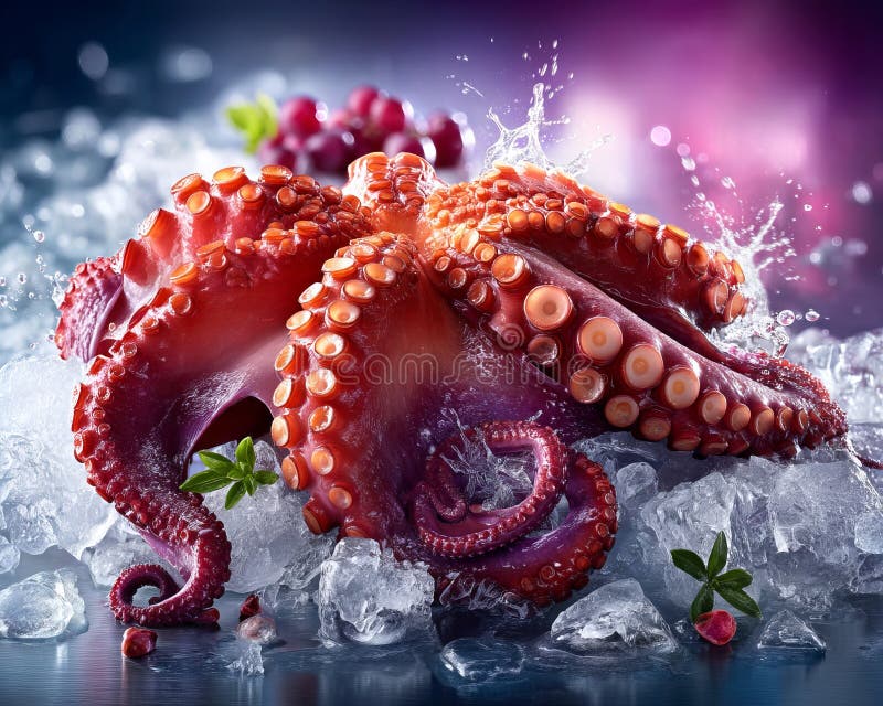 Stunning Fresh Octopus on Ice - a Culinary Masterpiece for a Fine ...