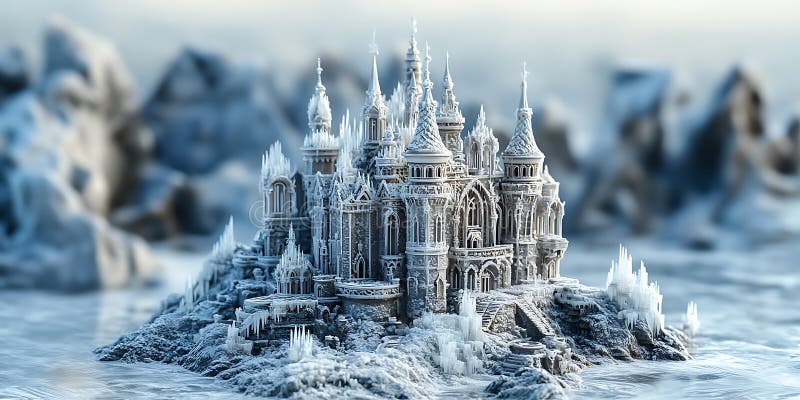 Stunning Frozen Castle Image Winter Wonderland Background Stock ...