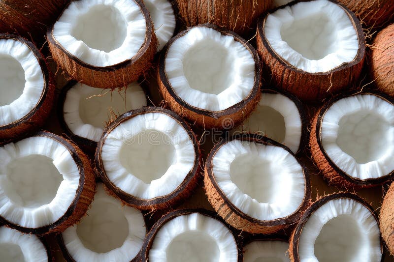 Thick Cut Coconut Shells in Full Screen Arrangement for Wallpaper ...