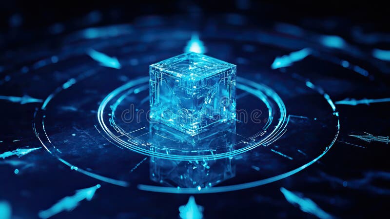 A Stunning and Futuristic Blue Technology Cube that Features ...