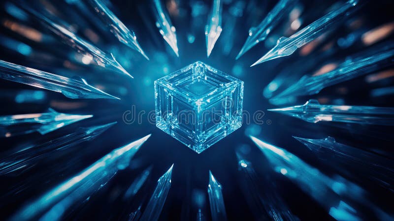 Stunning Futuristic Blue Technology Cube Features Mesmerizing Digital ...