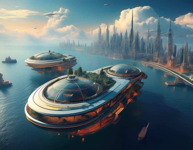 Stunning Futuristic City Features Floating Stock Photos - Free ...
