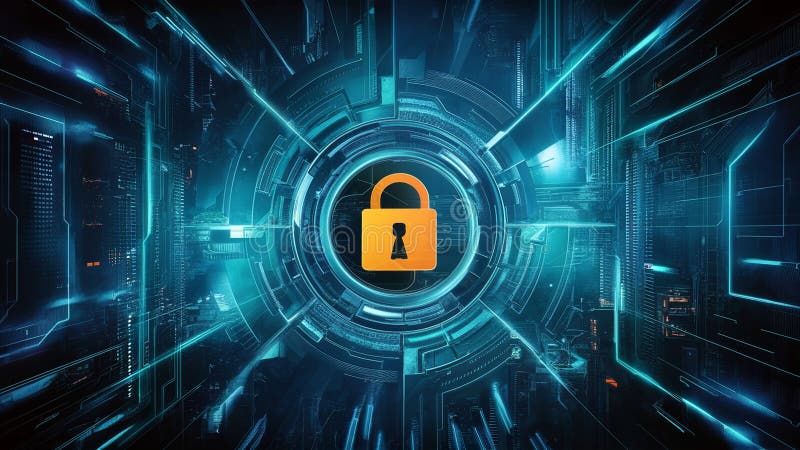 A Stunning Futuristic Cyberpunk Network Security Stock Illustration ...