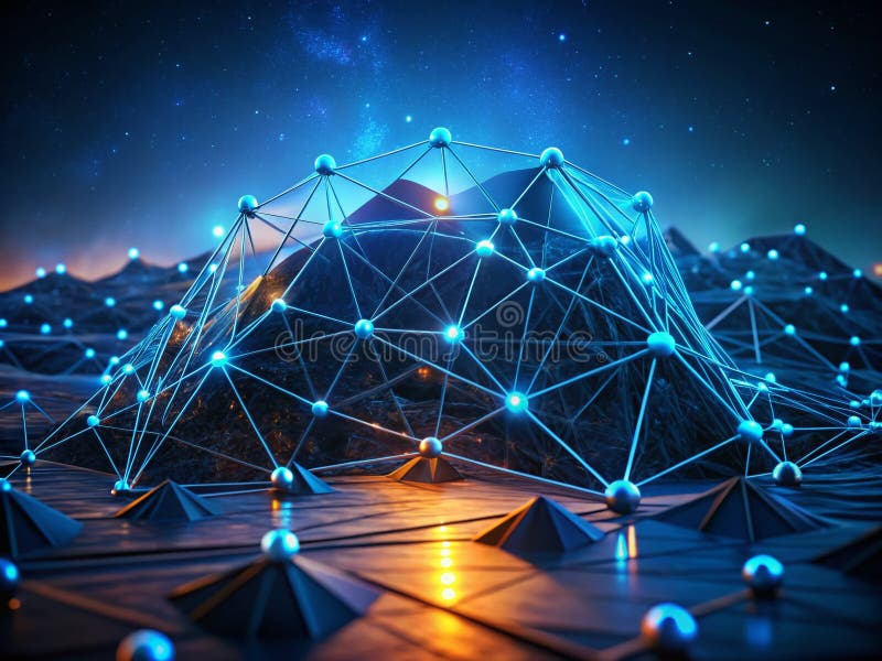 Stunning Futuristic Digital Network Landscape Minimalist Glowing Nodes ...