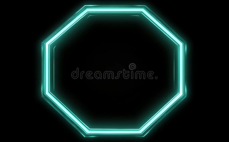 Stunning Futuristic Octagonal Frame with Glowing Neon Lights on a Dark ...