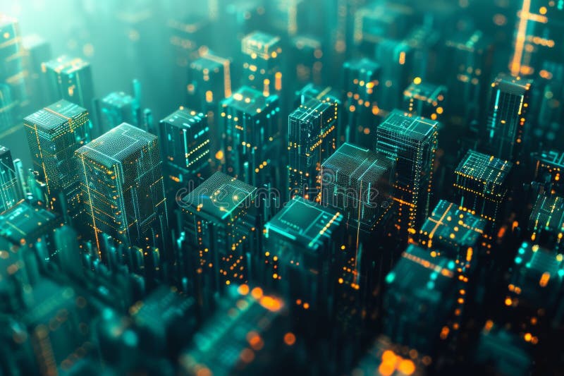 Stunning Futuristic Technology Data Background, Cyberspace City ...