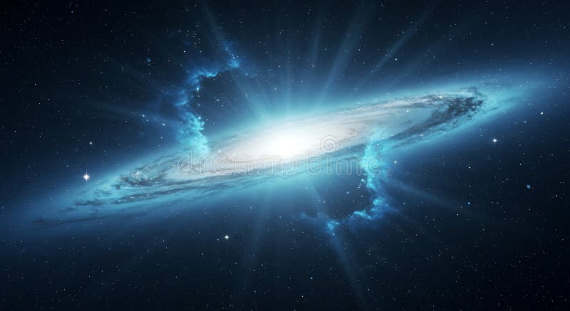 Stunning Galaxy with Bright Core and Nebulae in Starry Night Sky Stock ...