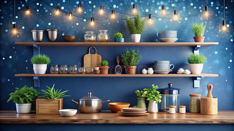 Stunning Generative AI Artwork: Bokeh Effect Kitchen Shelf Decor for ...