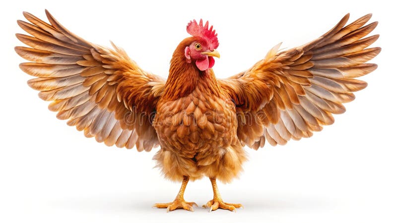 Stunning Generative AI Image of a Brown Chicken with Outstretched Wings ...