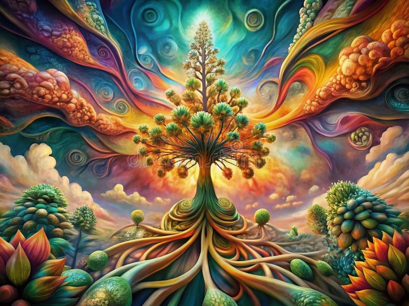 A Stunning Generative Art Panoramic View of a Moringa Oleifera Tree ...