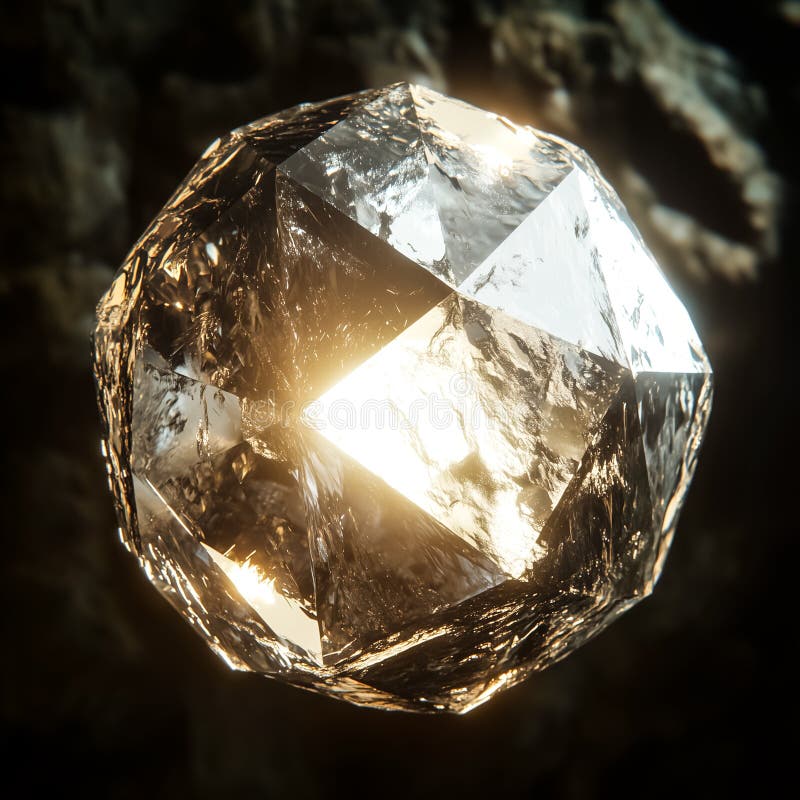 A Stunning Geometric Crystal Orb Capturing Light, Perfect for Abstract ...