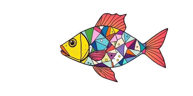 A Vibrant Geometric Fish Doodle EyeCatching Abstract Illustration for ...