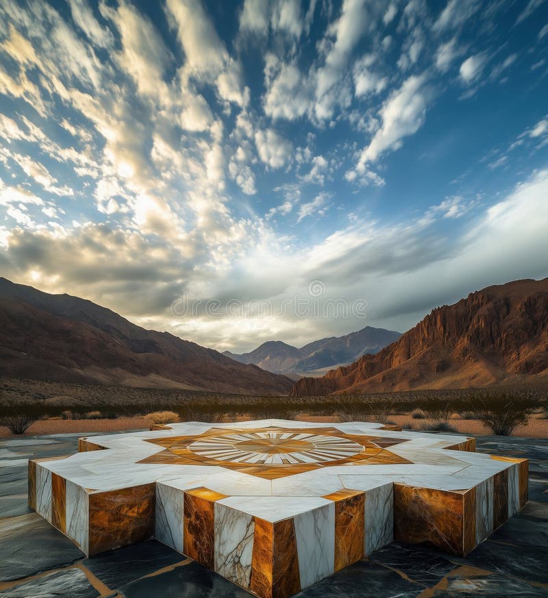 Stunning Geometric Marble Design Against Dramatic Desert Landscape and ...