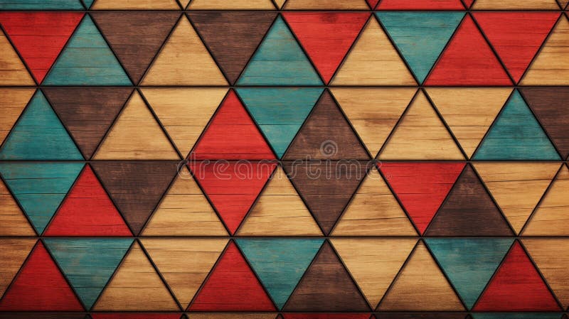 Stunning Geometric Pattern Featuring Red, Blue, and Brown Triangles ...