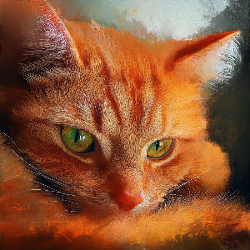 Stunning Ginger Cat Profile Art Stock Illustration - Illustration of ...