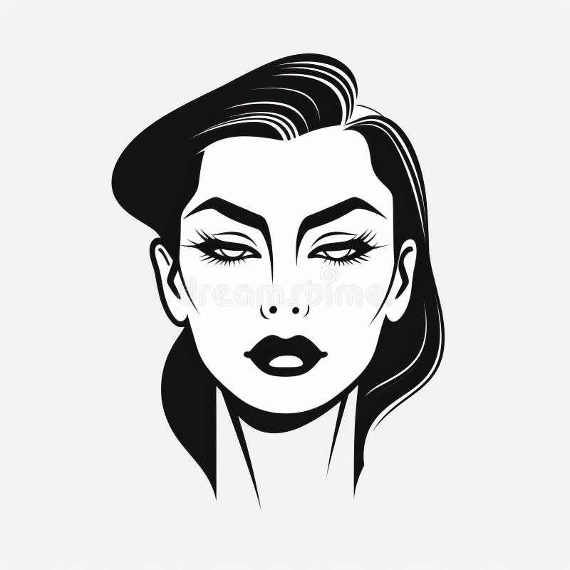 Glamorous Pin Up Illustration Of A Woman With Expressive Facial