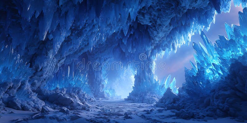 Stunning Glacial Cave Blue Ice Crystal Background Stock Illustration ...