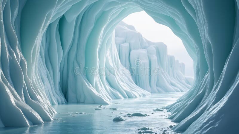 Stunning Glacial Ice Cave, Ethereal Light & High Quality Image Stock Illustration - Illustration ...