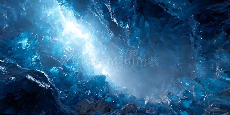 Stunning Glacial Ice Cave Vibrant Blue Wonders Stock Illustration ...