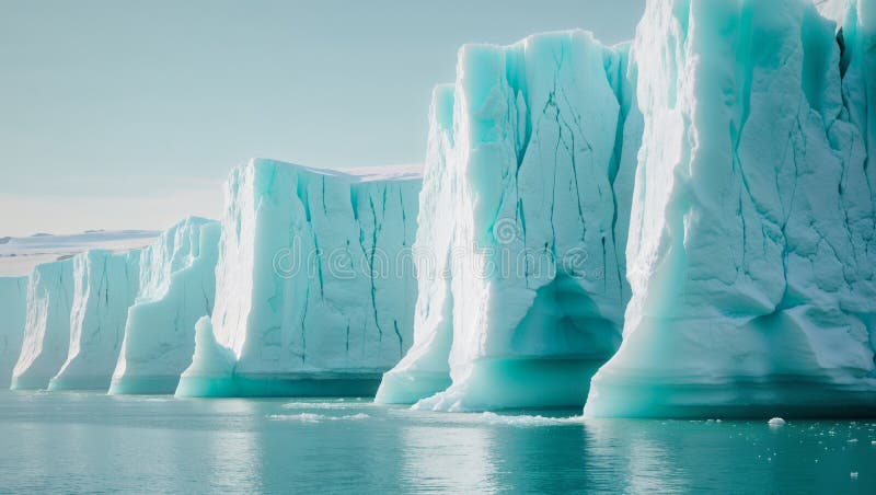 Stunning Glacial Ice Cliffs in a Teal Ocean Stock Image - Image of ...