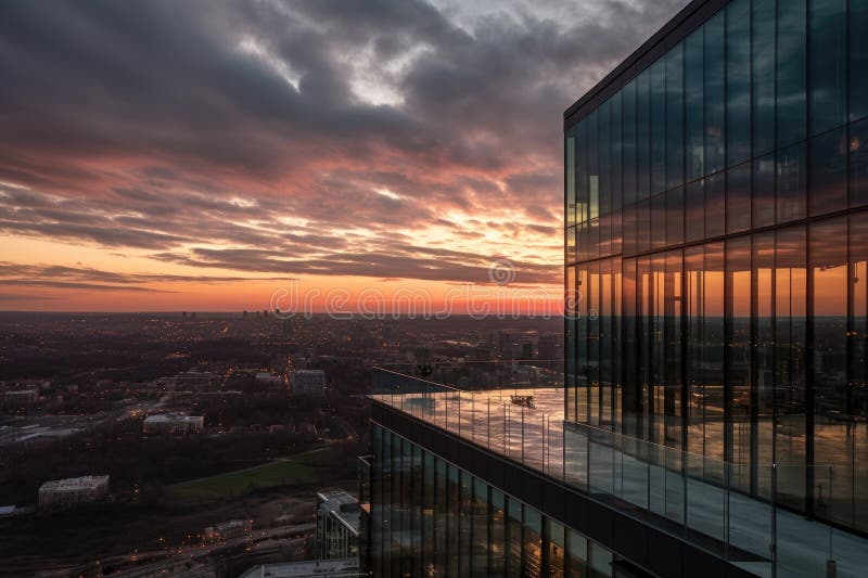 Stunning Glass Building with Sweeping View of the City and Dramatic ...