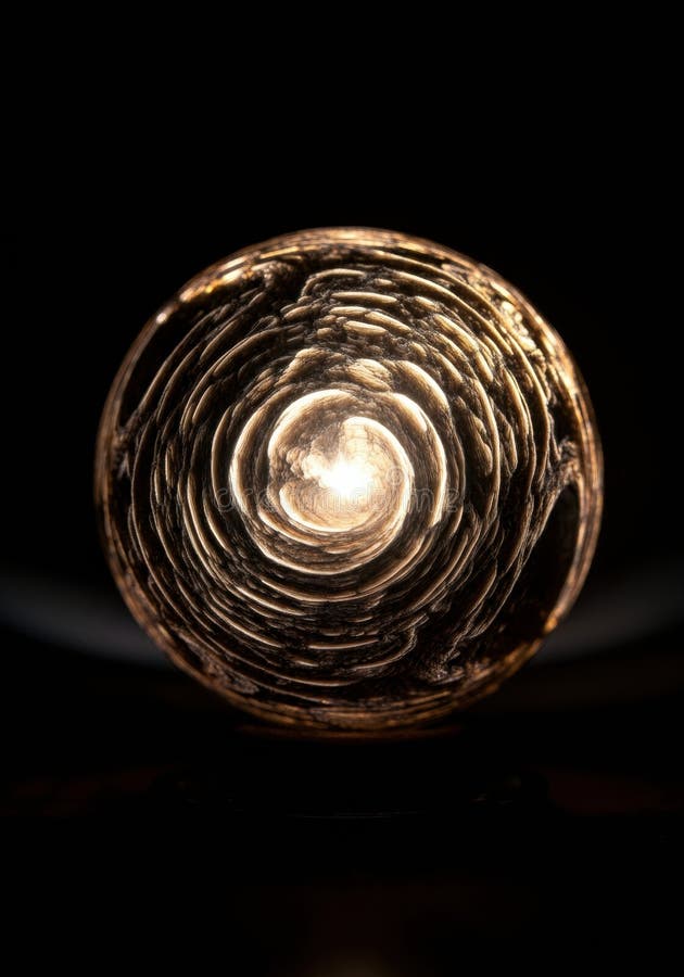Unique Glass Orb with Swirling Patterns and a Warm Light Source Inside ...