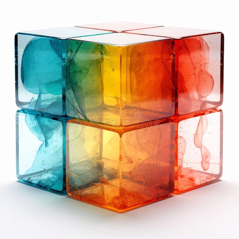 Stunning Glass Tile Cube, Floating on a Pristine White Background, Ai ...
