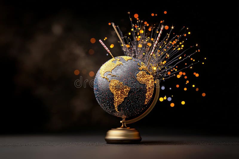 A Stunning Globe Design with Vibrant Colors and Dynamic Sparks ...