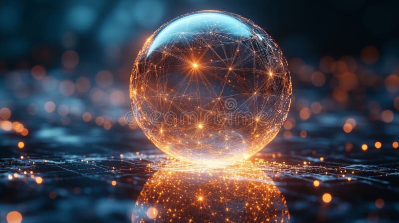 Stunning Glow of a Sphere Representing Digital Connectivity and Energy ...