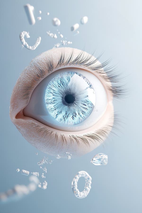 A Stunning Glowing Eye Features a Soft Blue Iris, Surrounded by ...