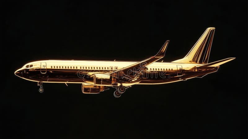 Stunning Gold Airplane Captured in Majestic Flight Stock Illustration ...